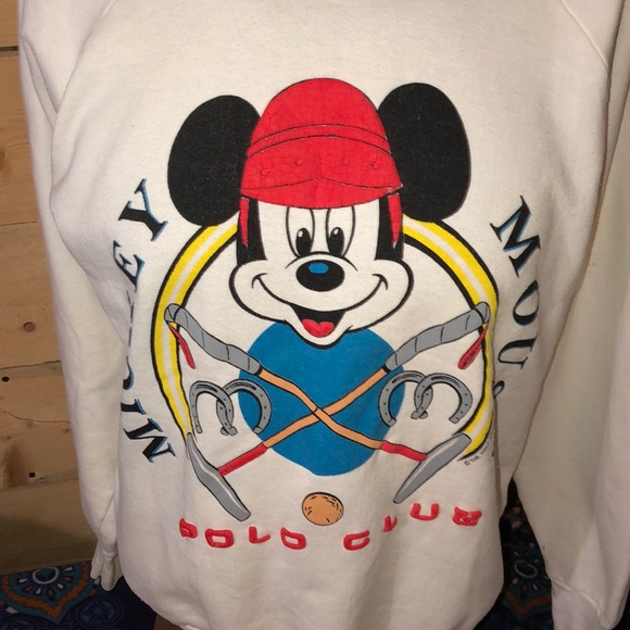 Vintage | Tops | Classic 9s Mickey Mouse Polo Club Sweatshirt Xl | Poshmark